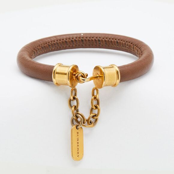 Burberry | Jewelry | Burberry Brown Leather Gold Tone Bracelet | Poshmark